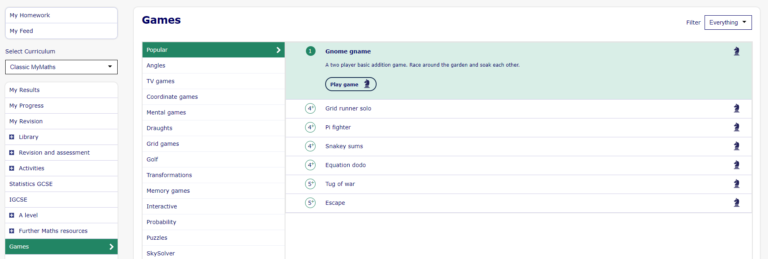Can I play games on MyMaths? - MyMaths help and support