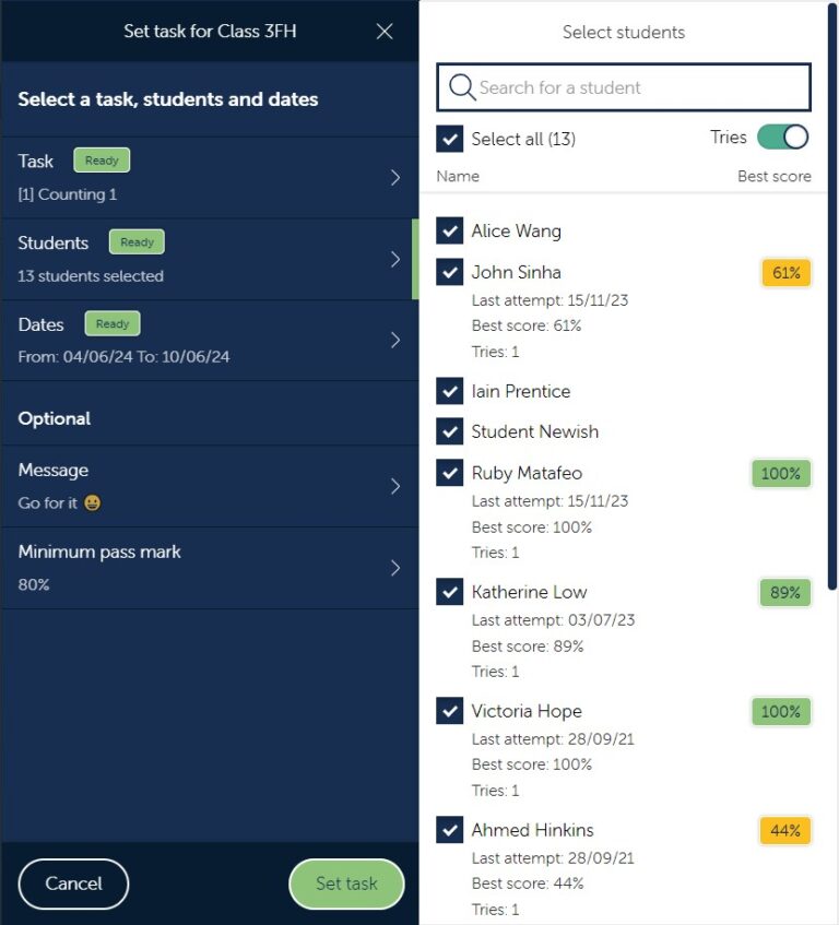 Setting a homework task - MyMaths help and support